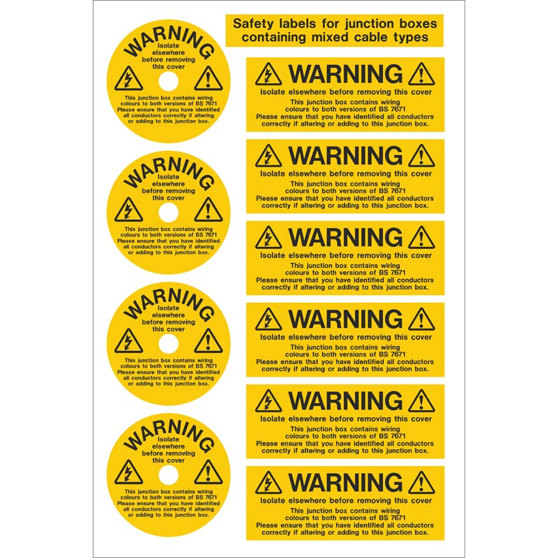 Mixed Cable Junction Box Labels - iSupplies
